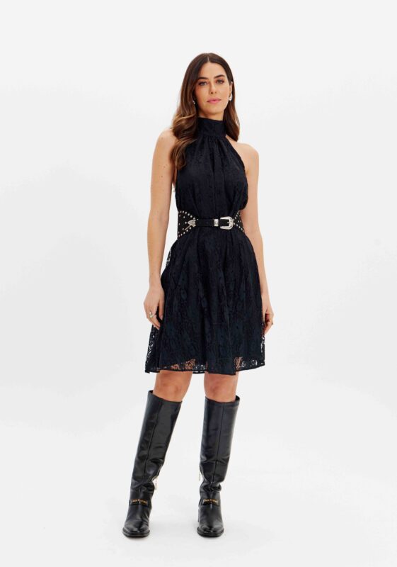 VESTIDO CURTO BORDADO PRETO LANÇA PERFUME - PontoChic VESTIDO CURTO BORDADO PRETO LANÇA PERFUME - PontoChic