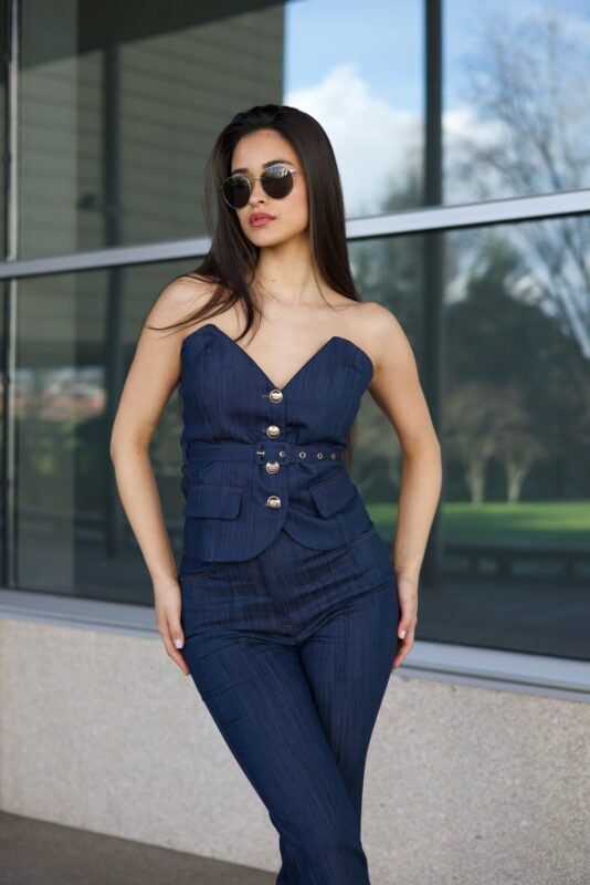 COLETE CORSET EM JEANS RINASCIMENTO - PontoChic